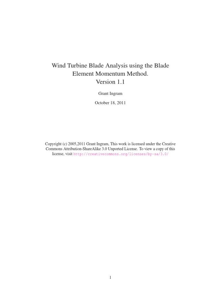 Wind Turbine Blade Analysis Using The Blade Element Momentum Method | PDF | Airfoil | Turbine
