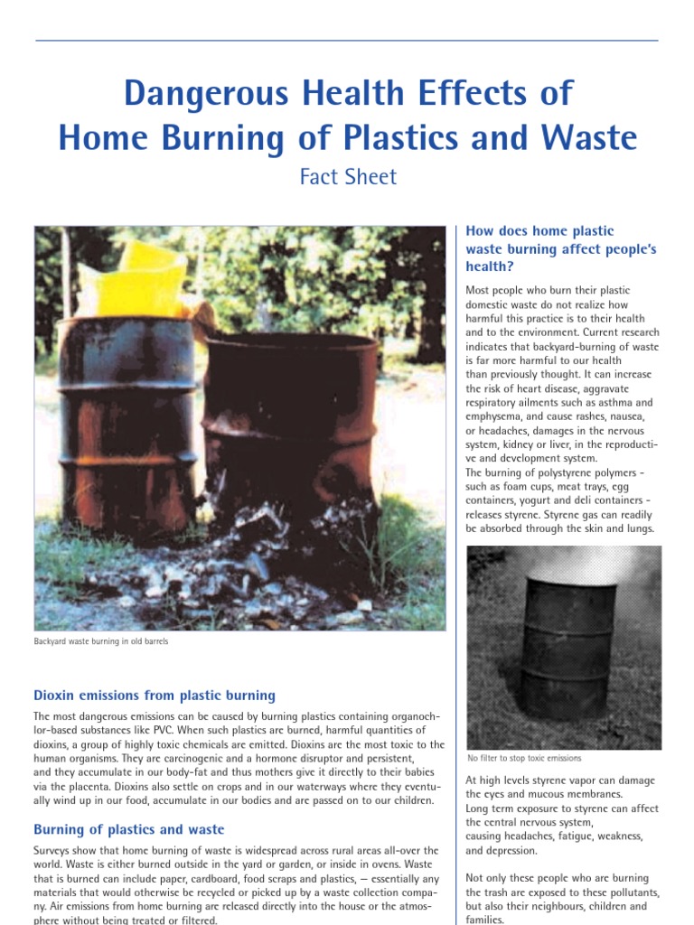 Dangerous Health Effects of Home Burning of Plastics and Waste | PDF ...