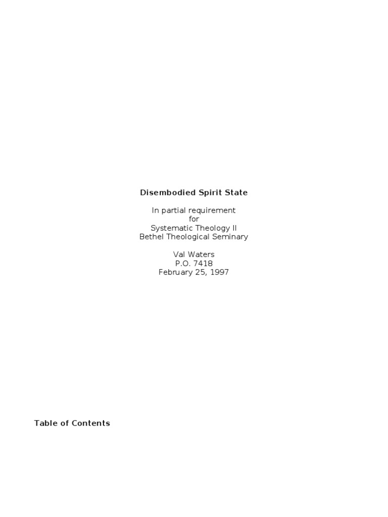 Disembodied Spirit State | PDF | Jesus | Soul