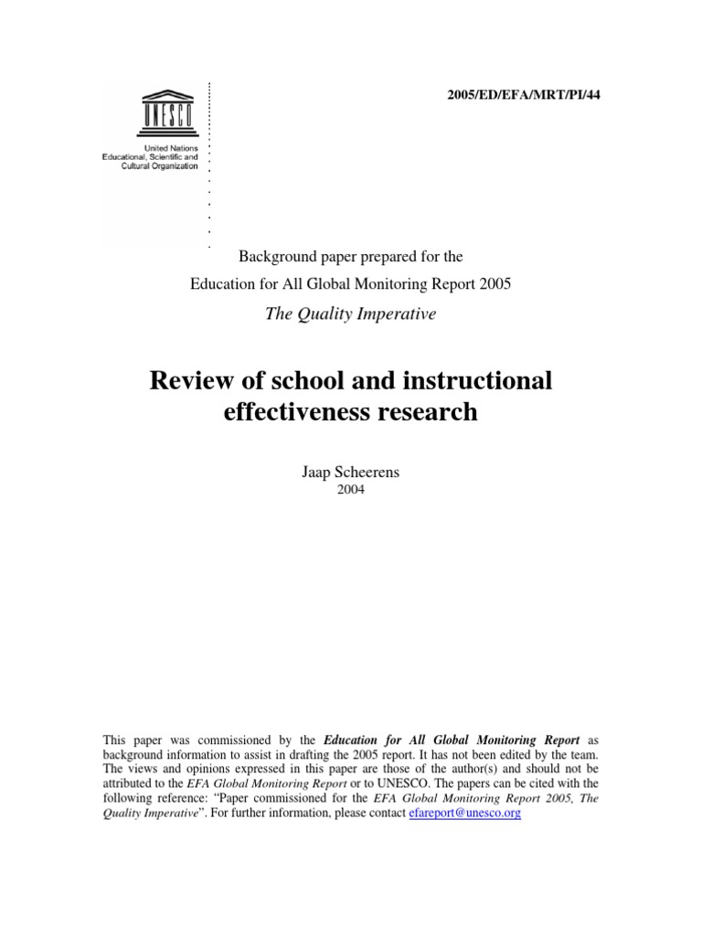 Review of School and Instructional Effectiveness | PDF