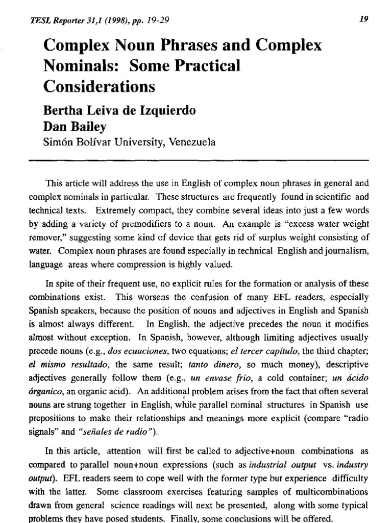 Complex Noun Phrases | PDF | Adjective | Noun