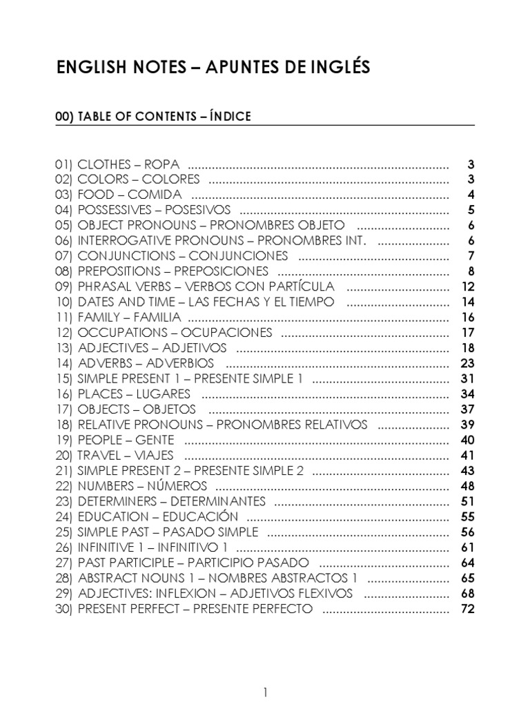 Apuntes de Inglés / English Notes | PDF | Reglas | Tipología Lingüística