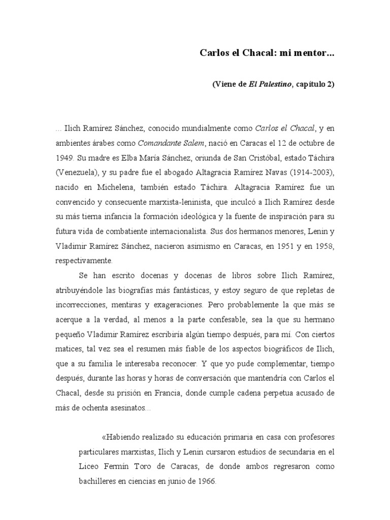 Biografia de Ilich Ramirez | PDF | Sudán | Política (general)