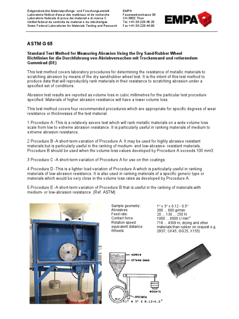 Astm G 65 | PDF | Wear | Applied And Interdisciplinary Physics