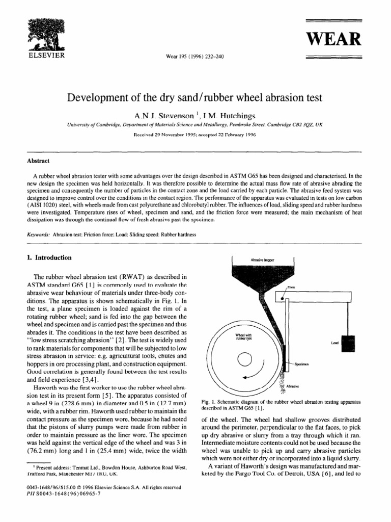 Development of The Dry Sand/rubber Wheel Abrasion Test | PDF | Wear ...
