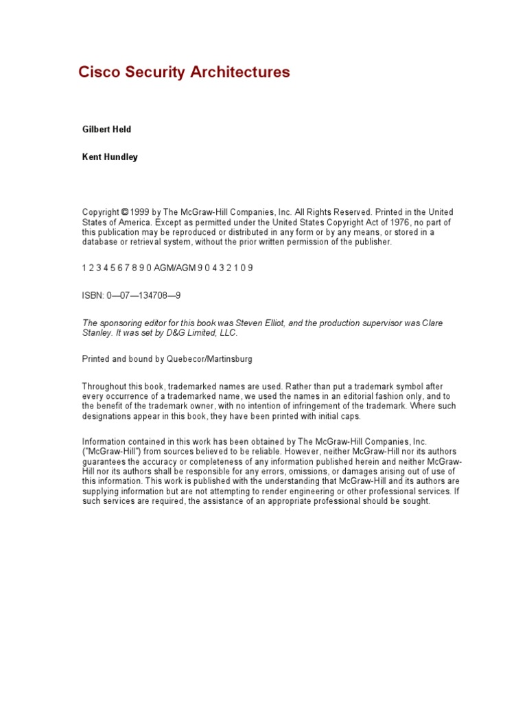 Cisco Security Architectures Study Book | PDF | Osi Model | Internet ...