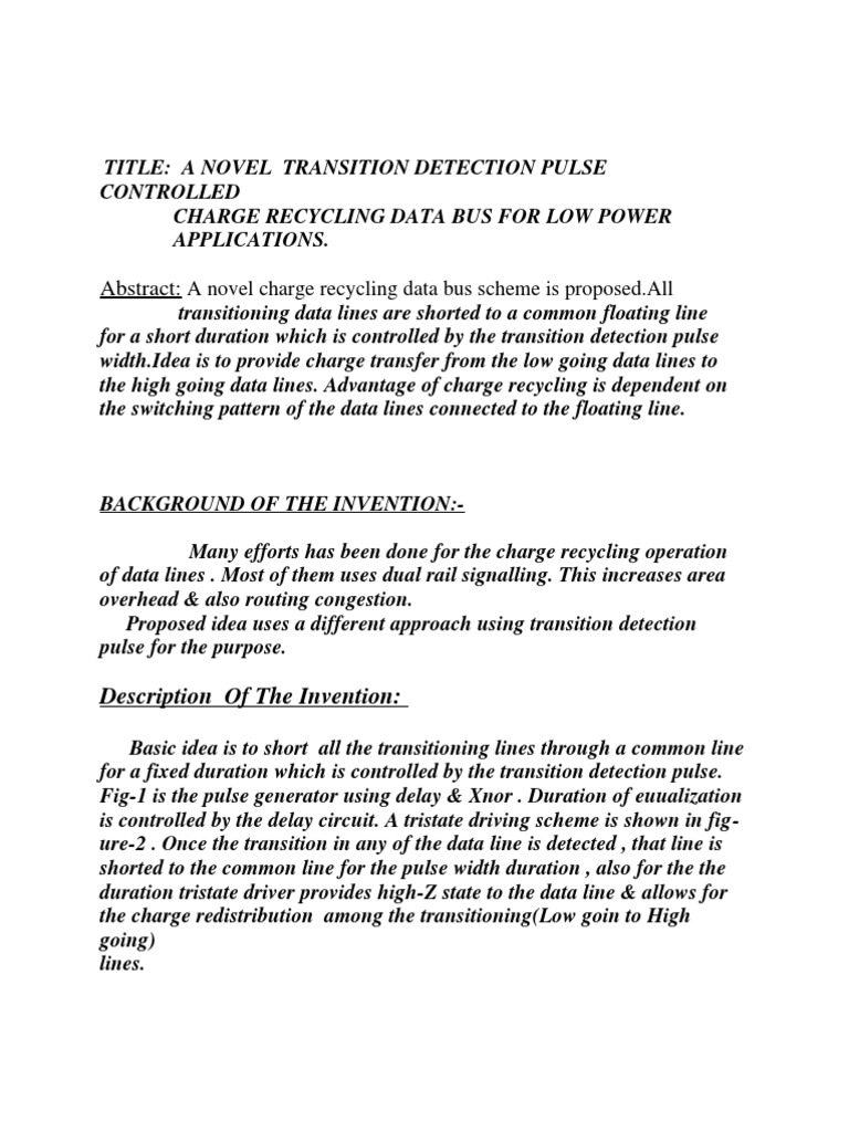 A Novel Transition Detection Pulse Controlled Charge Recycling Data Bus ...