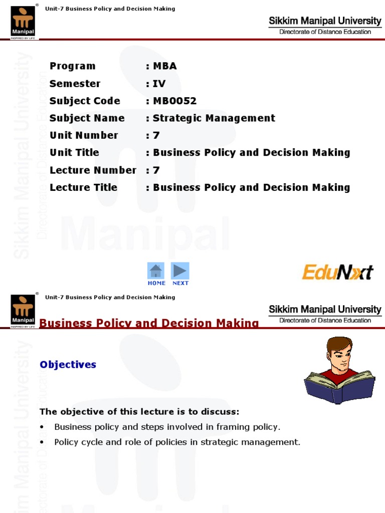 SM - Unit 7 - PPT | PDF | Policy | Strategic Management