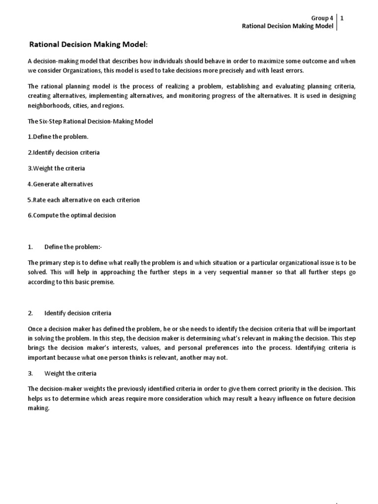 Rational Decision Making Model | PDF | Decision Making | Rationality
