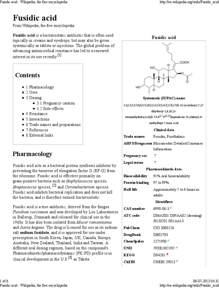 Fusidic Acid - Wikipedia, The Free Encyclopedia | Drugs | Public Health ...