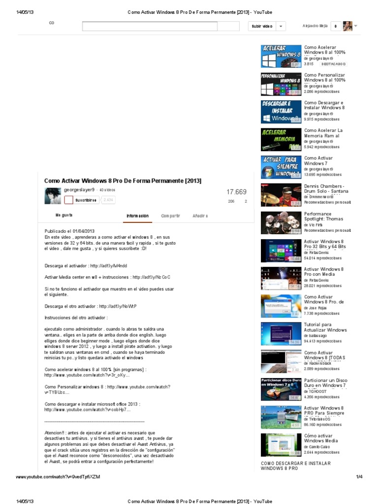 Como Activar Windows 8 Pro de Forma Permanente | PDF | Windows 8 | Youtube