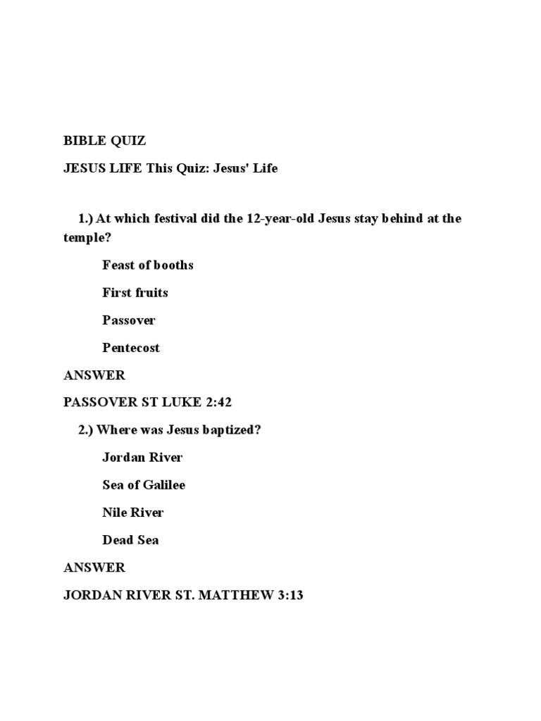 Yp Bible Challenge Quiz | PDF | Gospel Of Matthew | John The Baptist