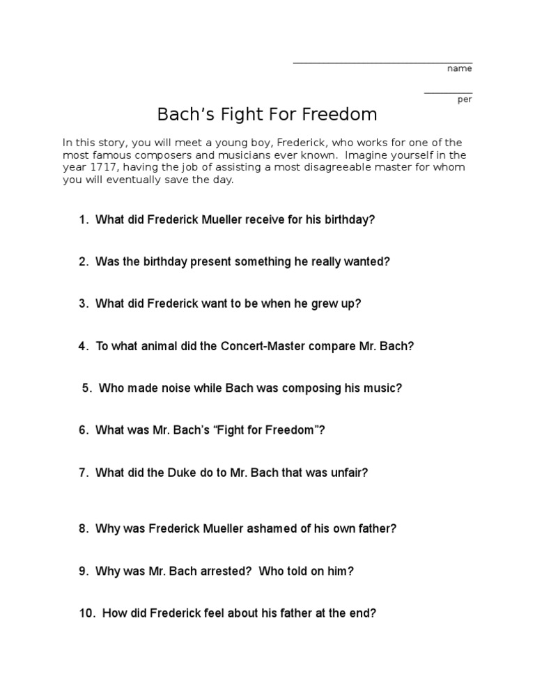 Bach Worksheet