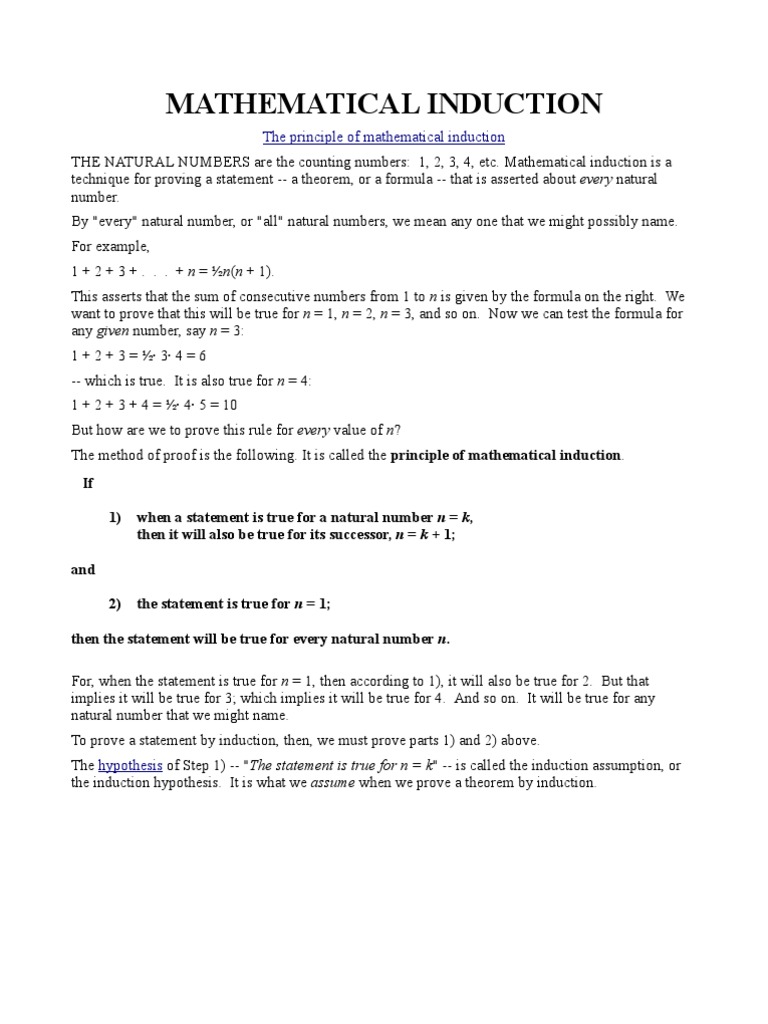 The Principle of Mathematical Induction | PDF | Mathematical Proof | Logical Expressions