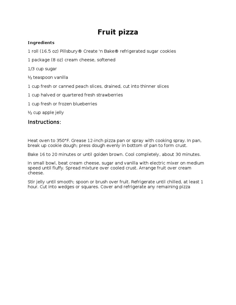 Easy Fruit Pizza Recipe | PDF