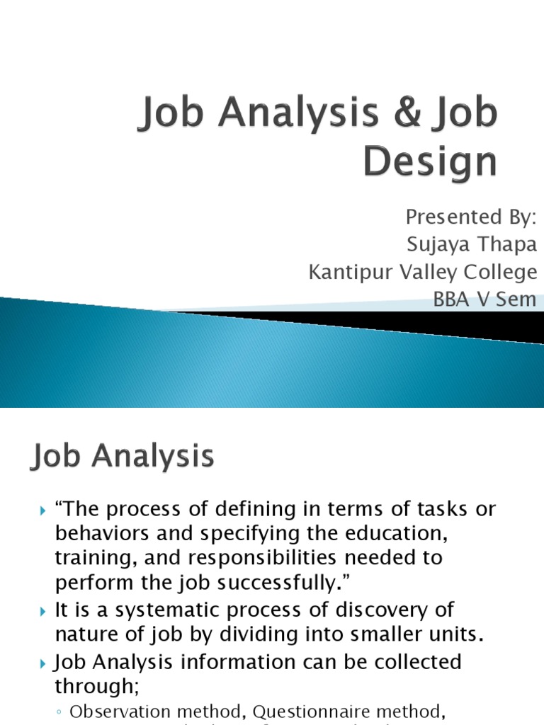 Unit 3 - Job Analysis & Job Design - hrm | Intelligence Analysis ...