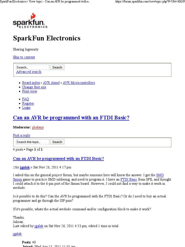 SparkFun Electronics - View Topic - Can An AVR Be Programmed With An ...