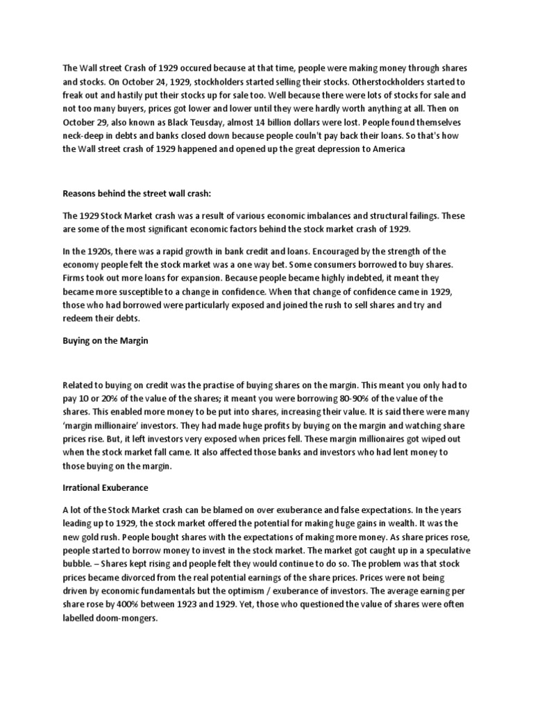 The Causes and Consequences of the Wall Street Crash of 1929: An ...