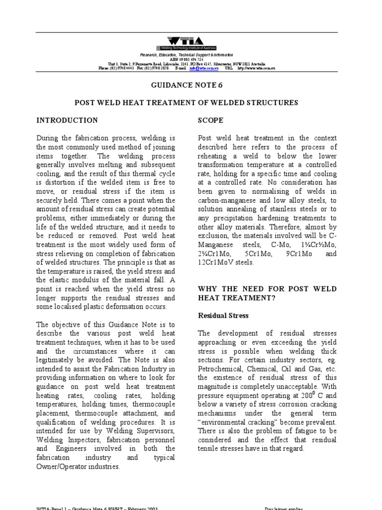 Post Weld Heat Treatment | PDF | Technology & Engineering