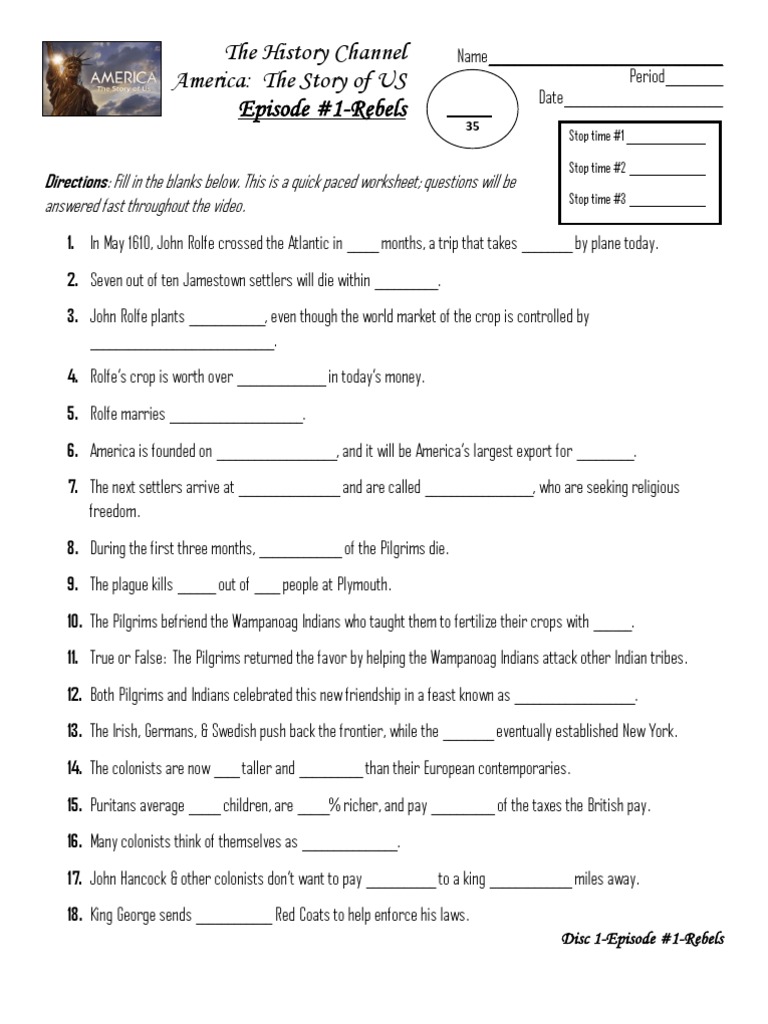 America The Story of Us Rebels Episdoe 1 | PDF | Pilgrim Fathers ...