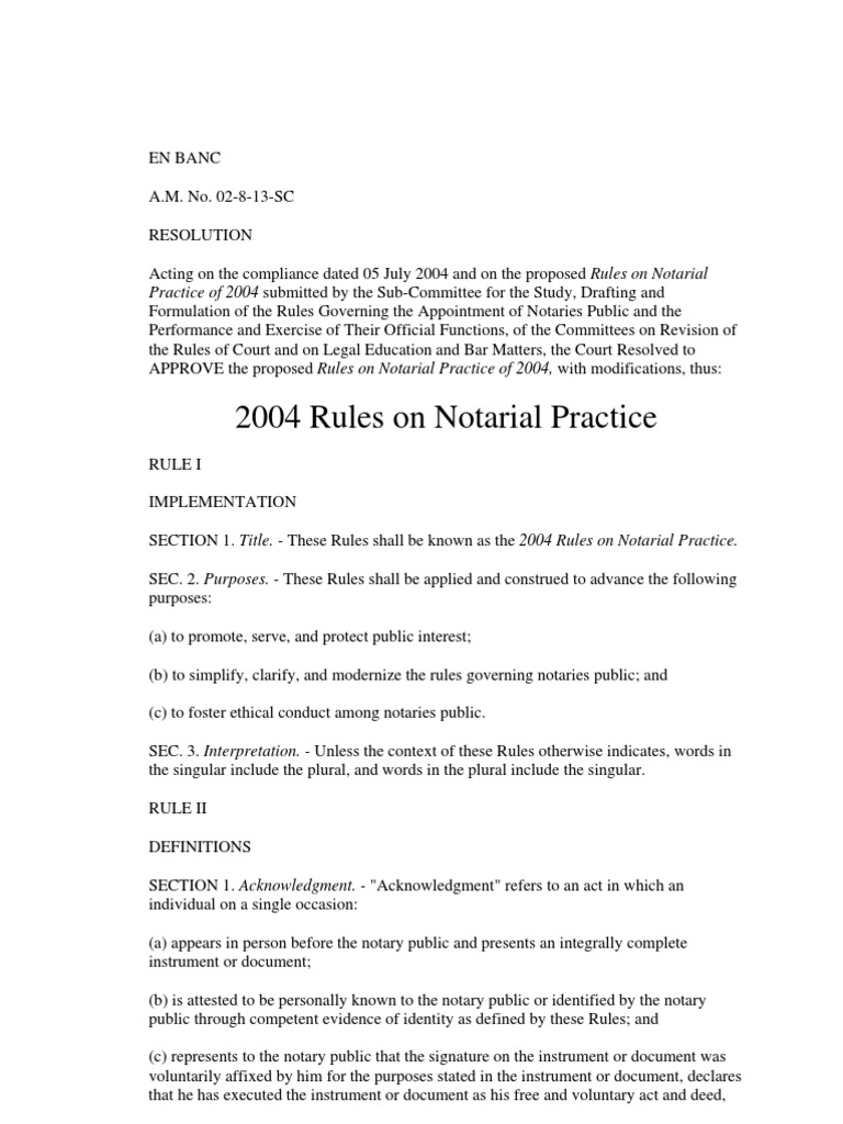 2004 Rules on Notarial Practice | Notary Public | Signature