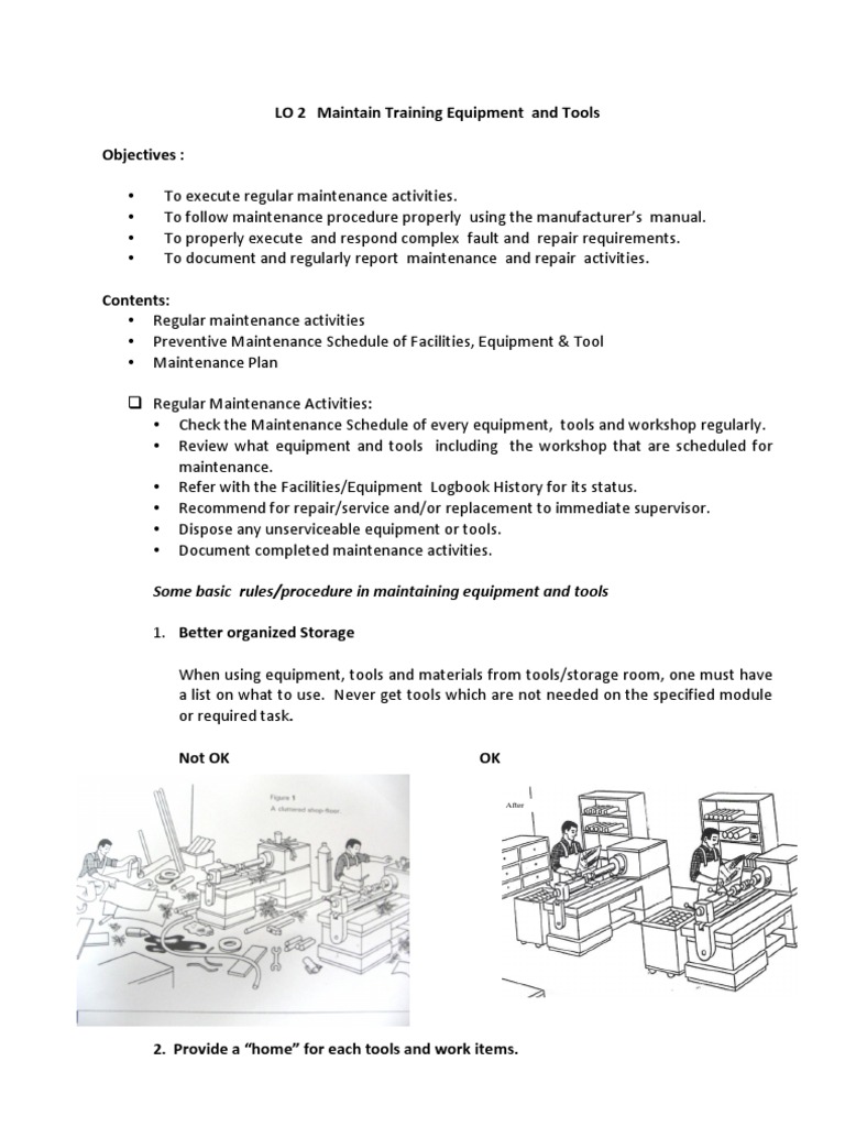 Maintain Training Equipment and Tools | PDF | Maintenance | Tools