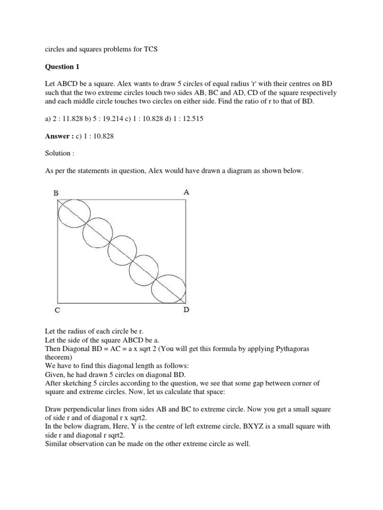 Circles and Squares Problem Solutions | PDF | Mathematical Analysis ...