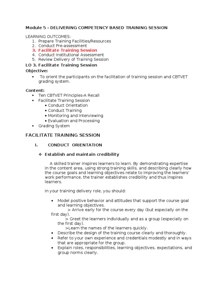 Facilitate Training Session | PDF | Competence (Human Resources) | Learning