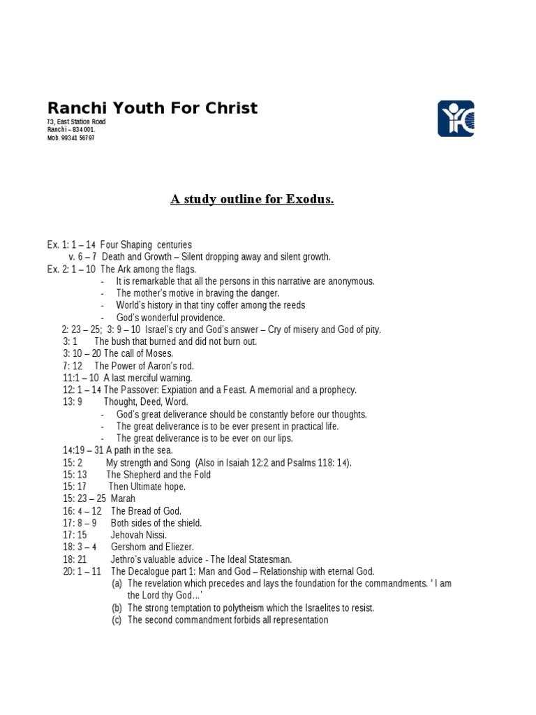 Exodus Outline | PDF | Ten Commandments | Book Of Exodus