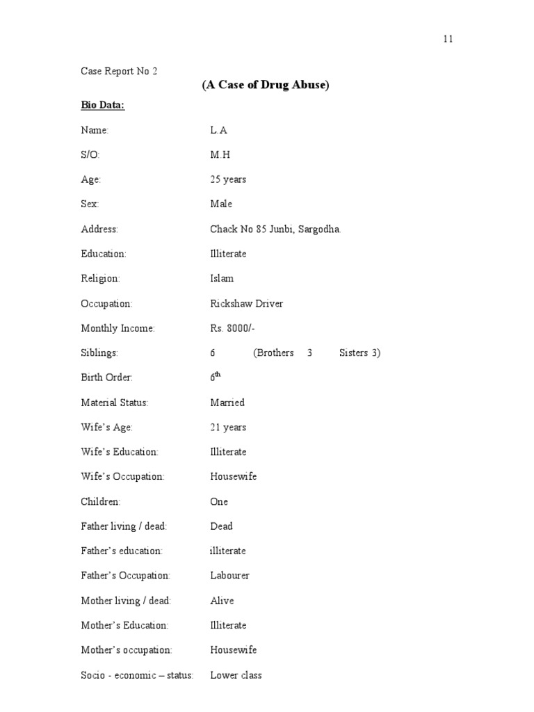 Clinical Case Report No 2 | PDF | Substance Abuse | Opioid Use Disorder