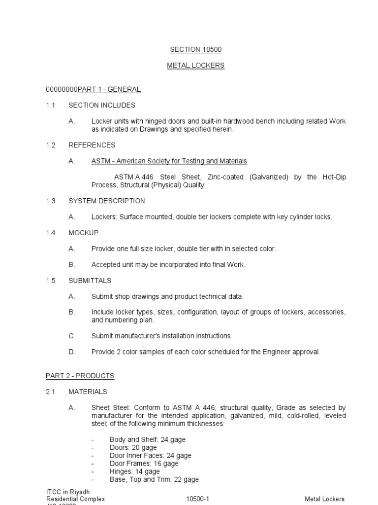 ITCC in Riyadh Residential Complex J10-13300 10500-1 Metal Lockers ...