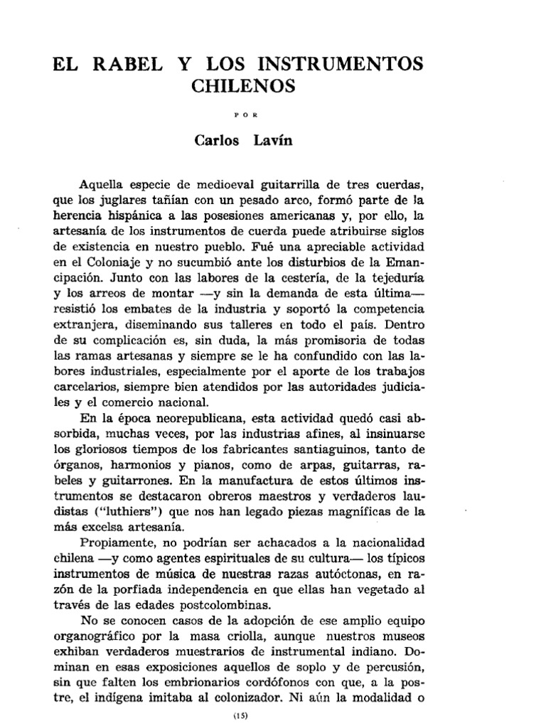 El Rabel: Instrumento Chileno Tradicional | PDF | Violín | Guitarras