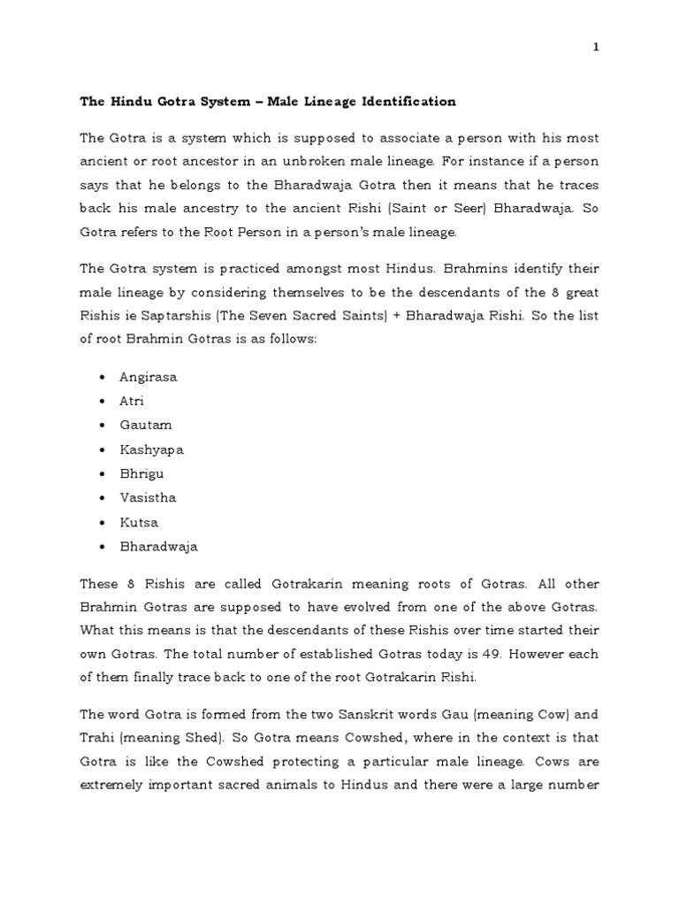 Hindu Gotras and The Science Behind Them | PDF | Chromosome | Gene