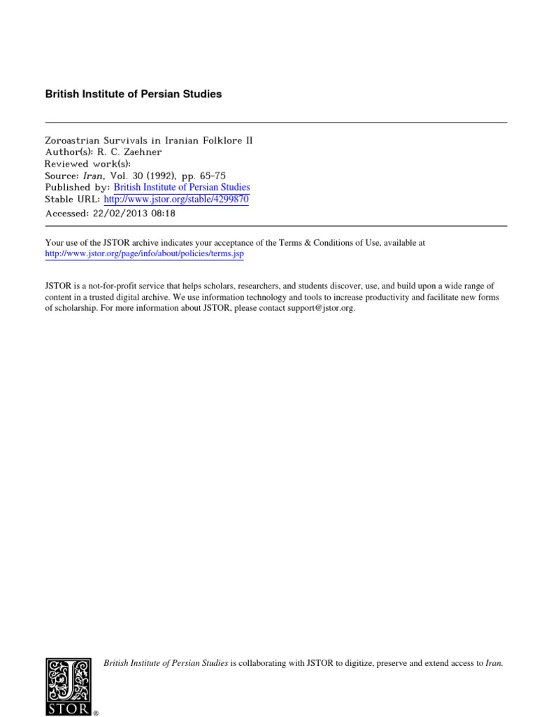 Zoroastrian Influence in Iranian Folklore | PDF | Zoroastrianism | Devil