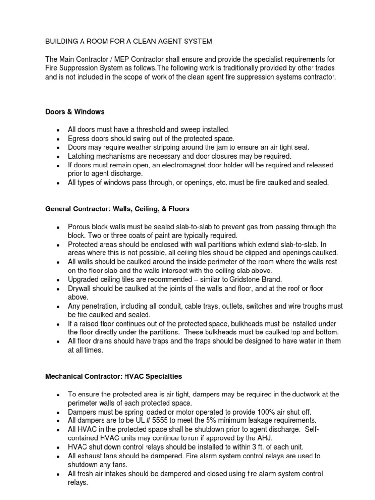 Building A Room For A Clean Agent System | Download Free PDF | Wall | Hvac