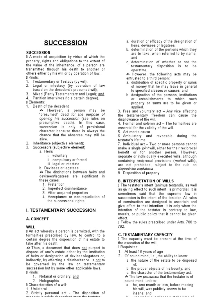 Succession (Final) | PDF | Will And Testament | Intestacy
