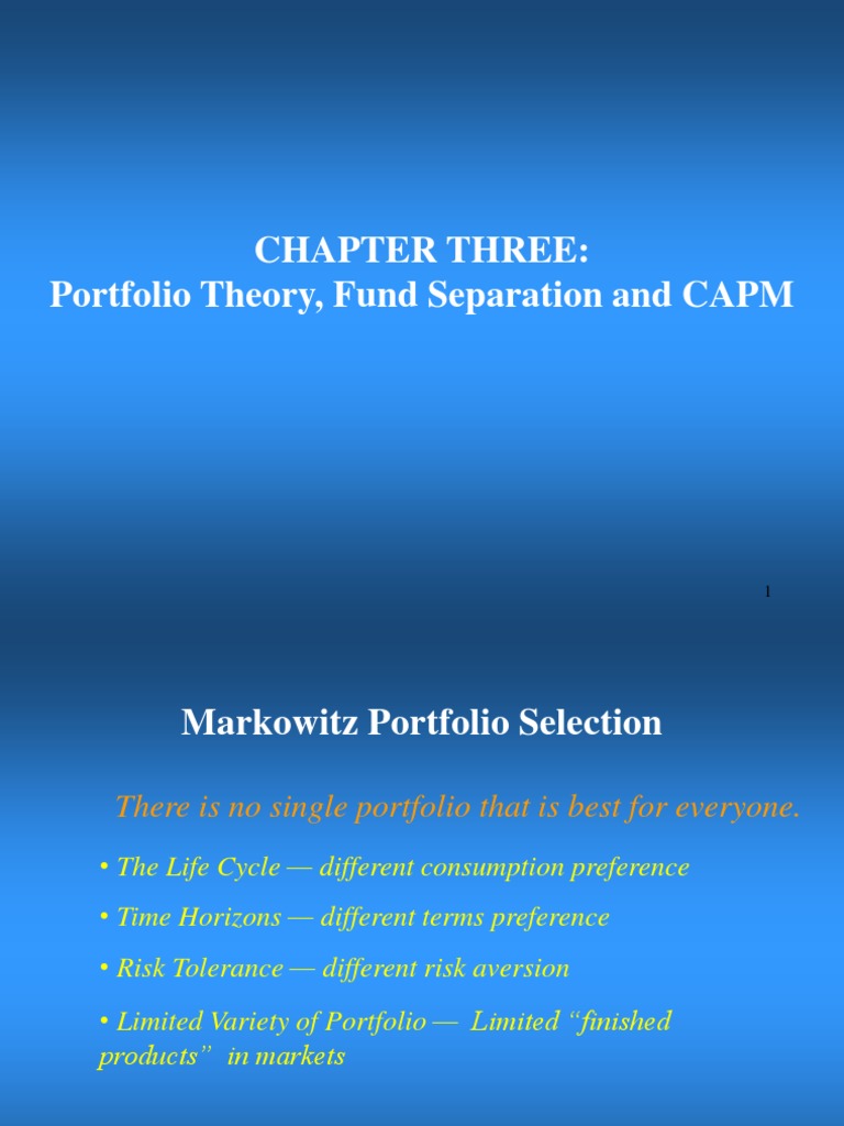 Markowitz Portfolio Selection | PDF | Capital Asset Pricing Model | Business Economics