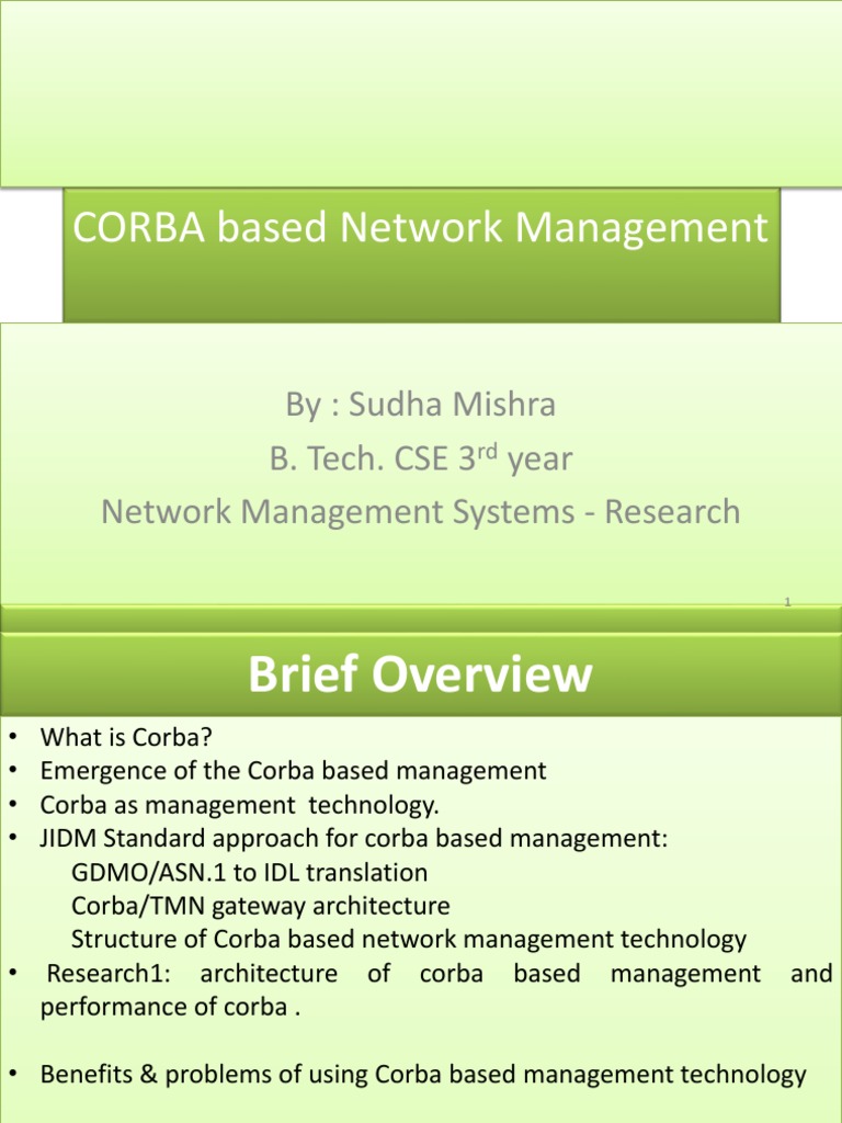 CORBA Based Network Management1 | PDF | Common Object Request Broker ...