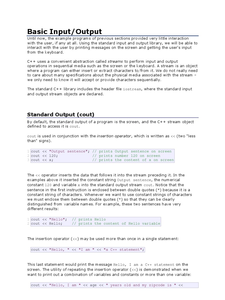 Inputandoutput Pdf Integer Computer Science Data Type
