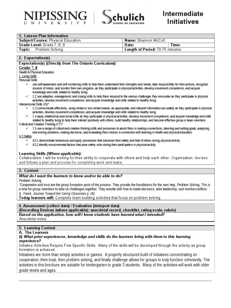 Grade 7-9 Physical Education Problem Solving | PDF | Competence (Human ...