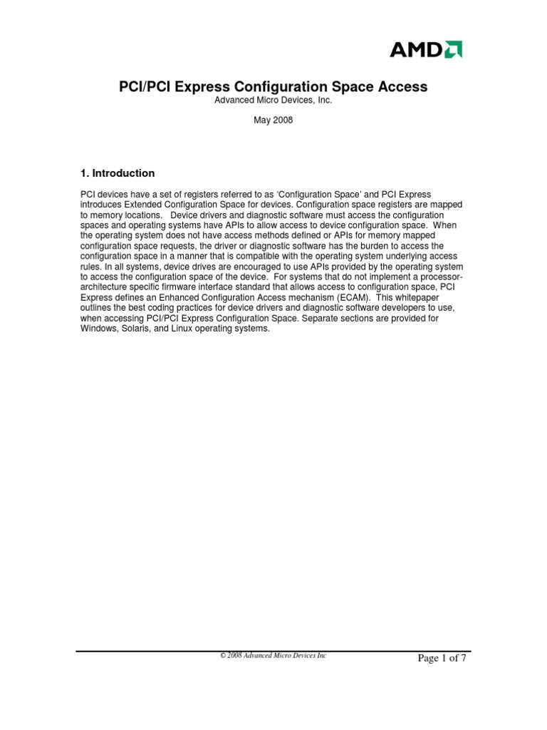 Pci - Pci Express Configuration Space Access | PDF | Operating System ...