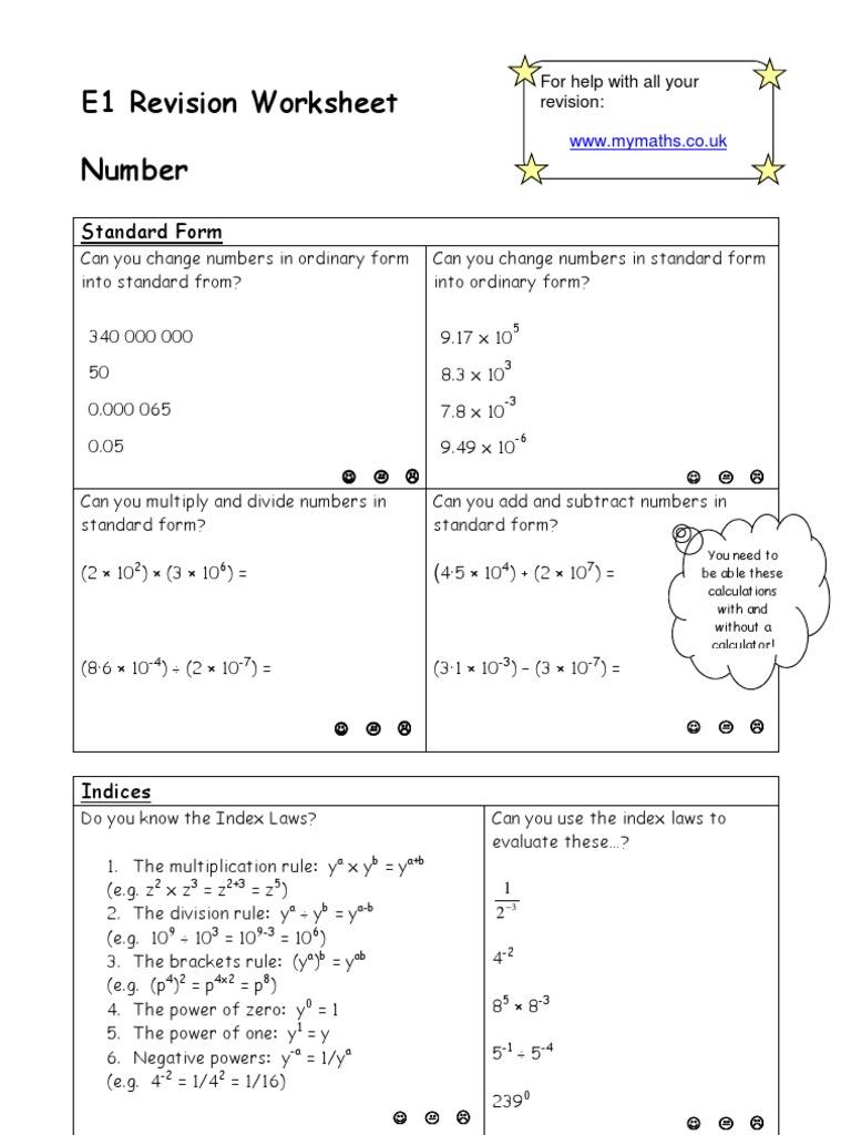 Standard Form Revision Worksheet | PDF | Teaching Methods & Materials