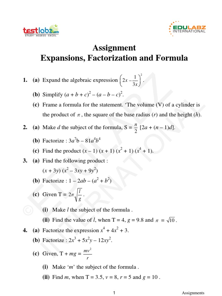 Expansions, Factorisation, Formula | PDF | Mathematical Objects | Geometry