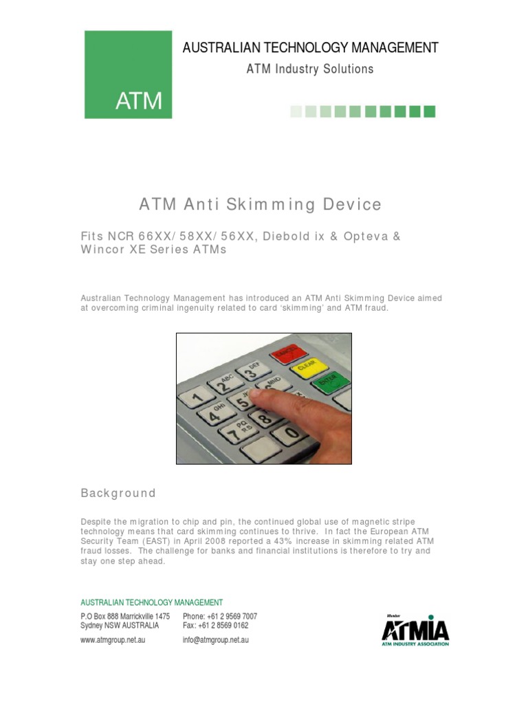 ATM Anti Skimming Device | Download Free PDF | Automated Teller Machine ...