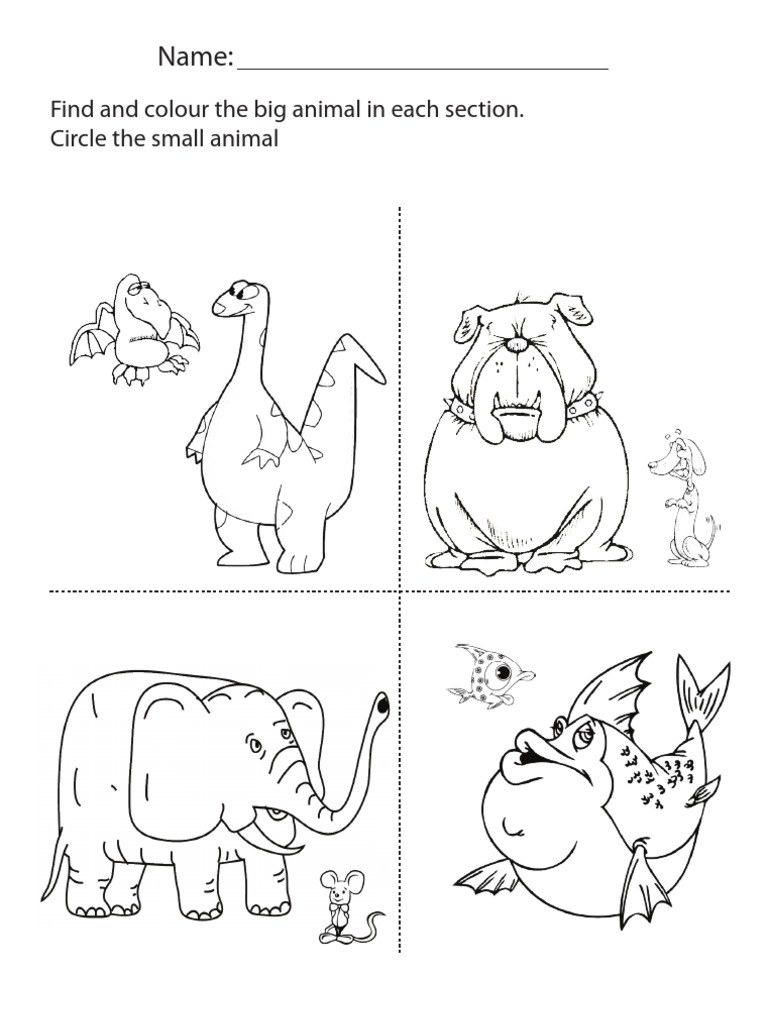 Big and Small Animals Worksheet | PDF