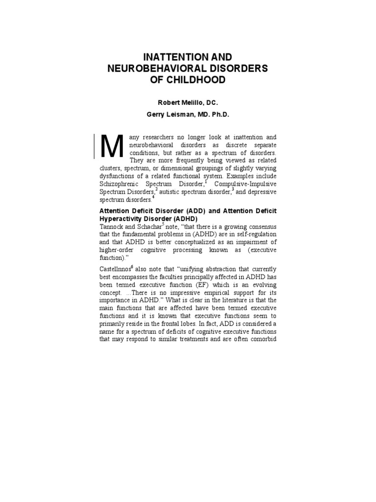 Inattention and Neurobehavioral Disorders of Childhood | PDF | Asperger Syndrome | Tourette Syndrome