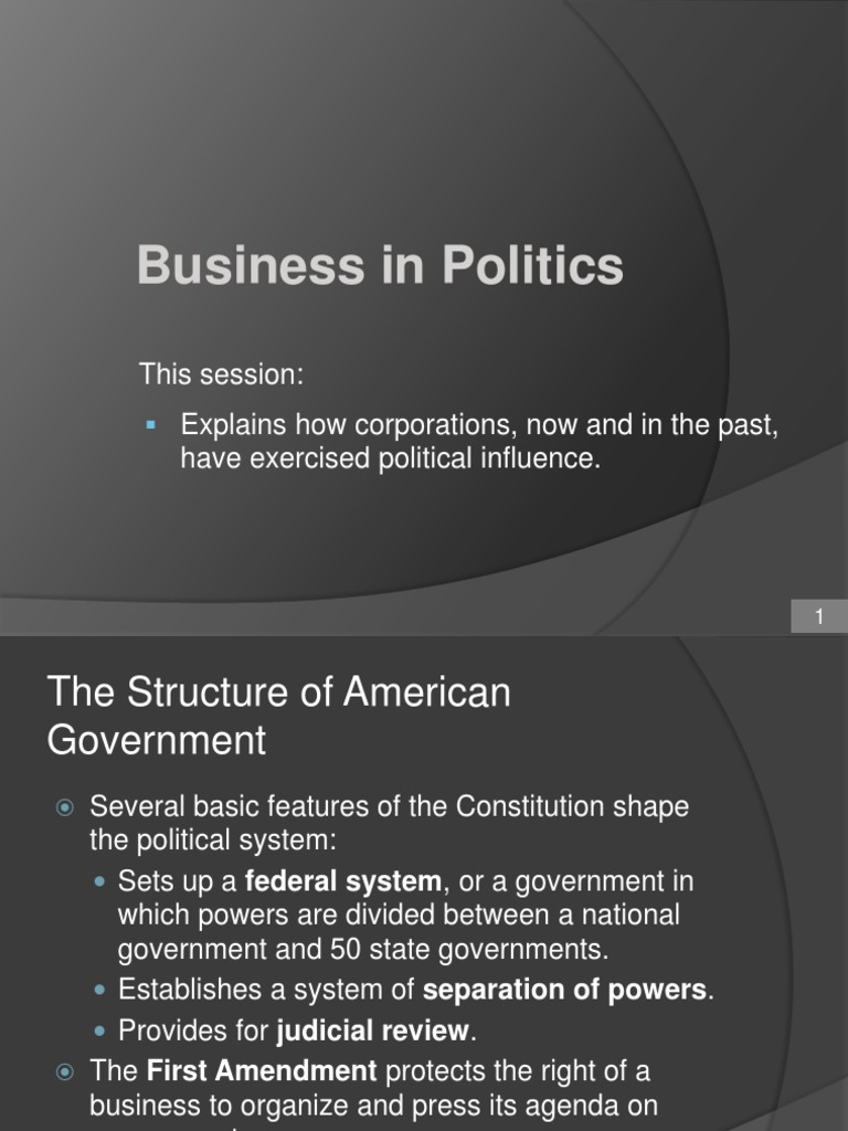 Business in Politics Modified | PDF | Campaign Finance In The United ...