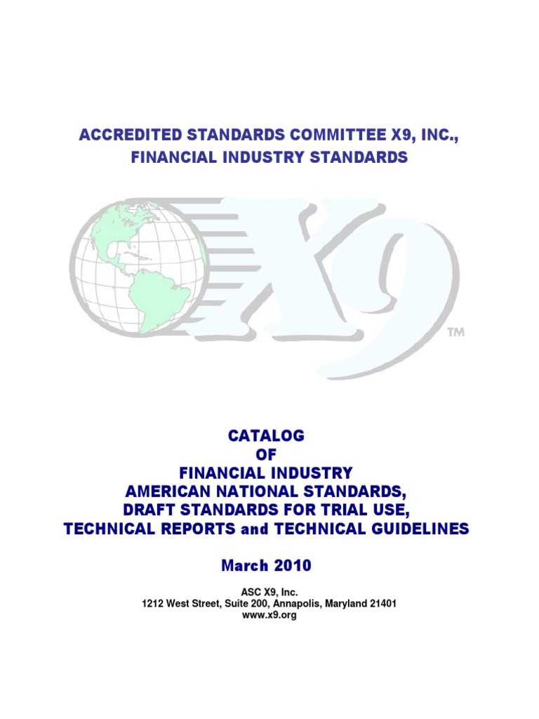 X9 Standards Catalog | PDF | Cheque | Xml
