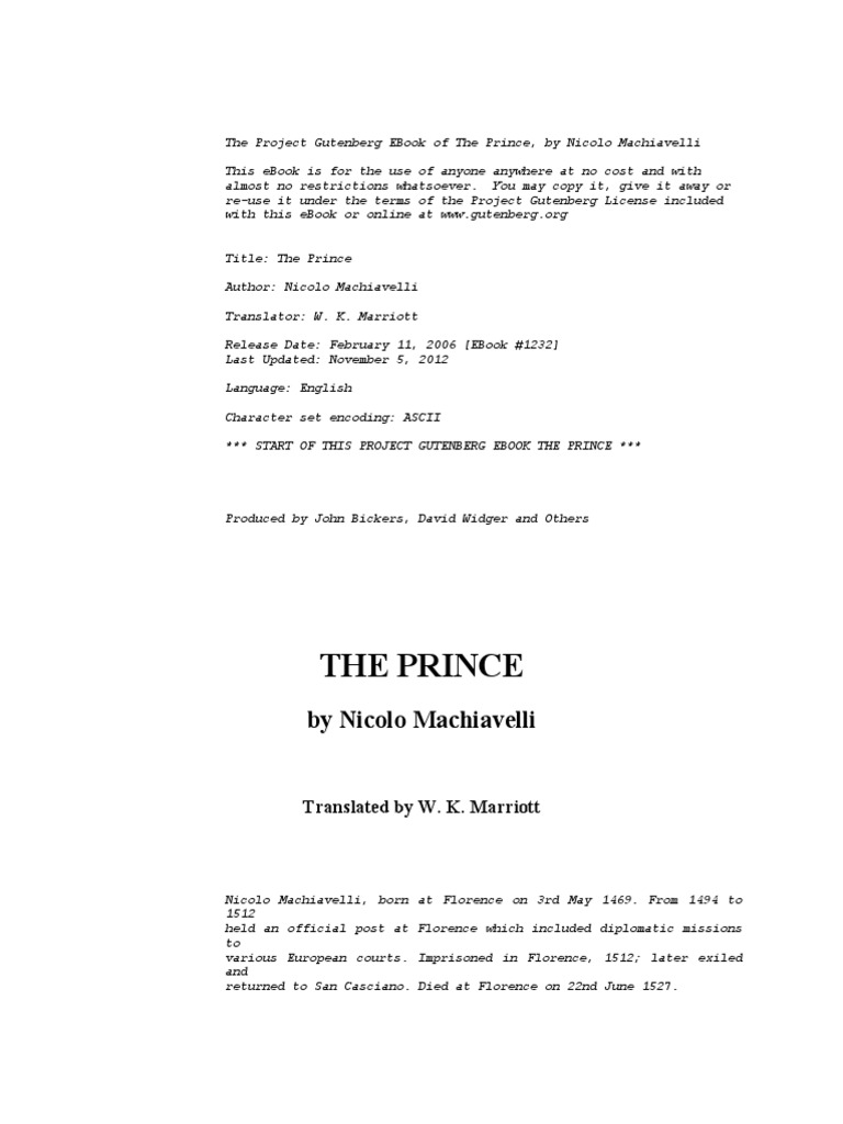 The Prince | PDF | The Prince | Niccolò Machiavelli