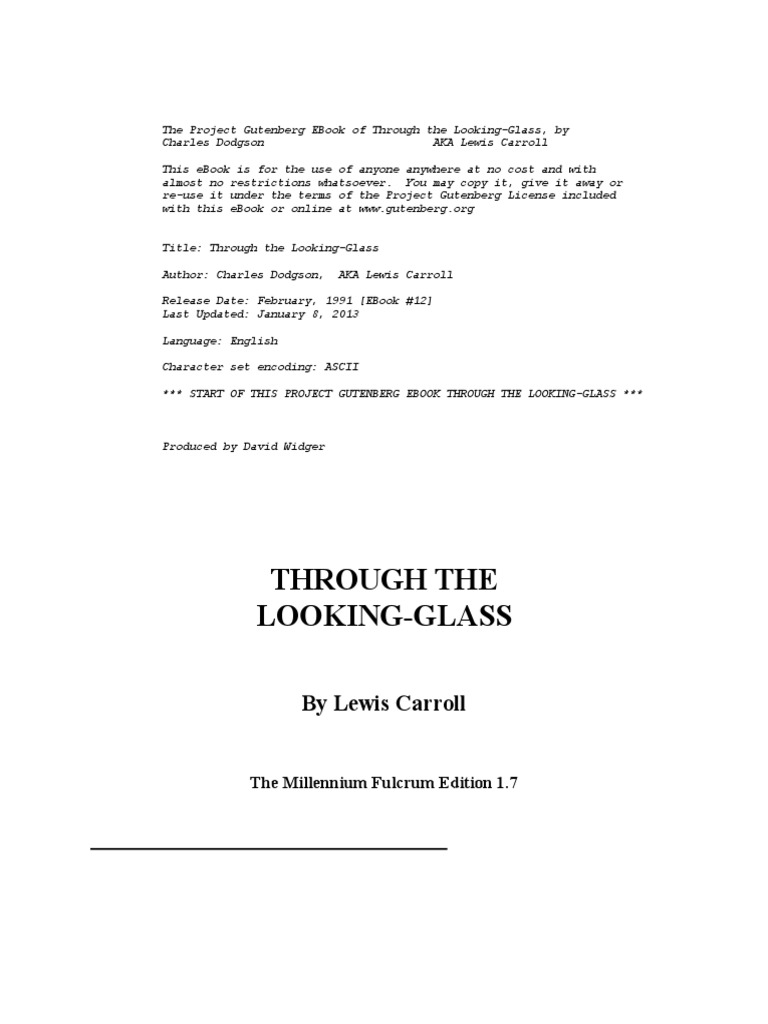 Through The Looking Glass | PDF | Through The Looking Glass | Lewis Carroll